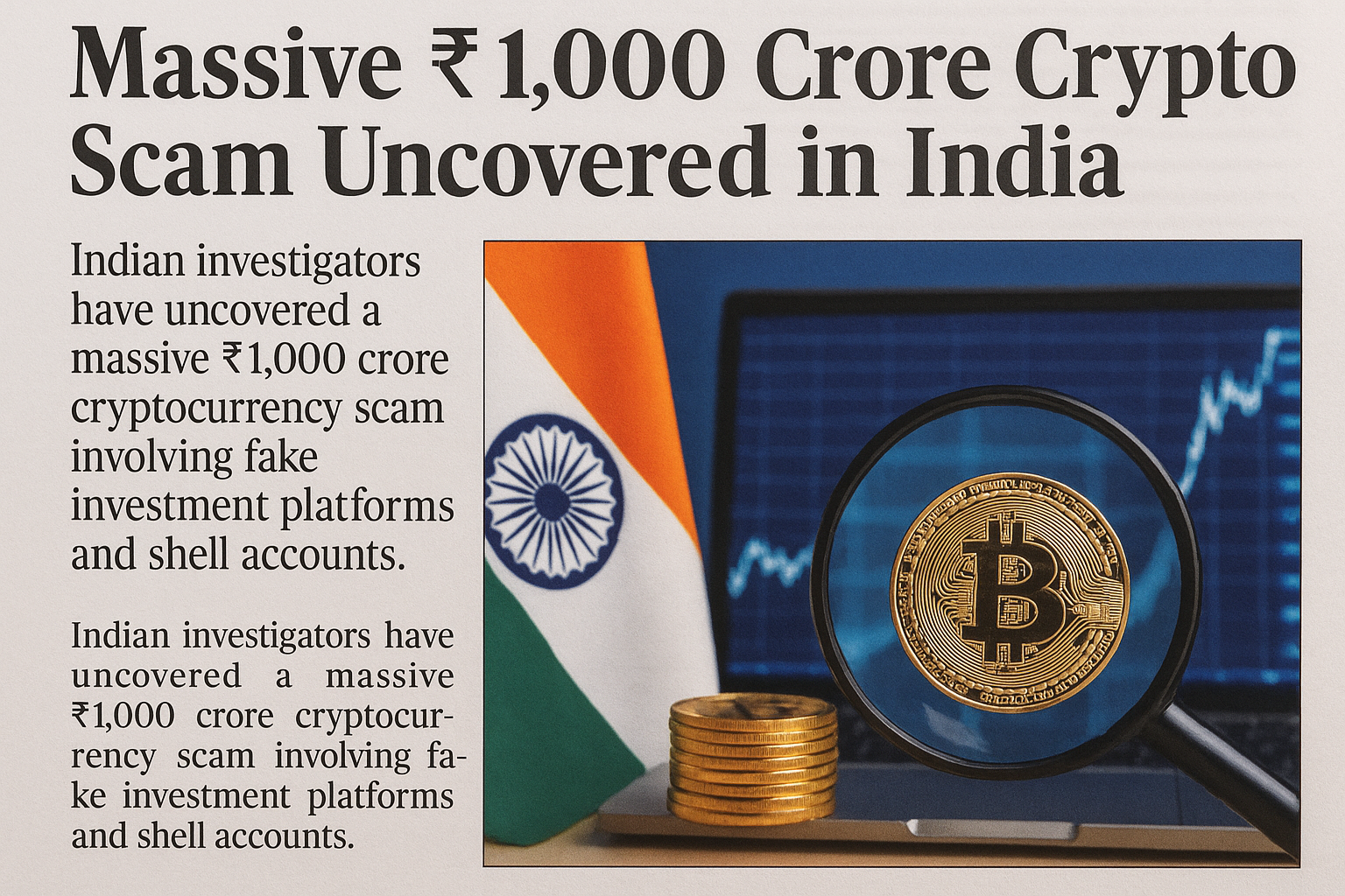 India Crypto Scam Exposed as ₹1000 Crore Fraud Unfolds